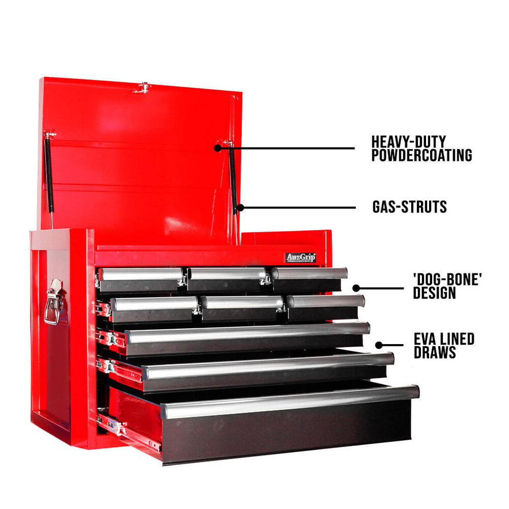 Auzgrip A10001 26" 16 Drawer Red & Black Tool Chest & Roller Cabinet ...