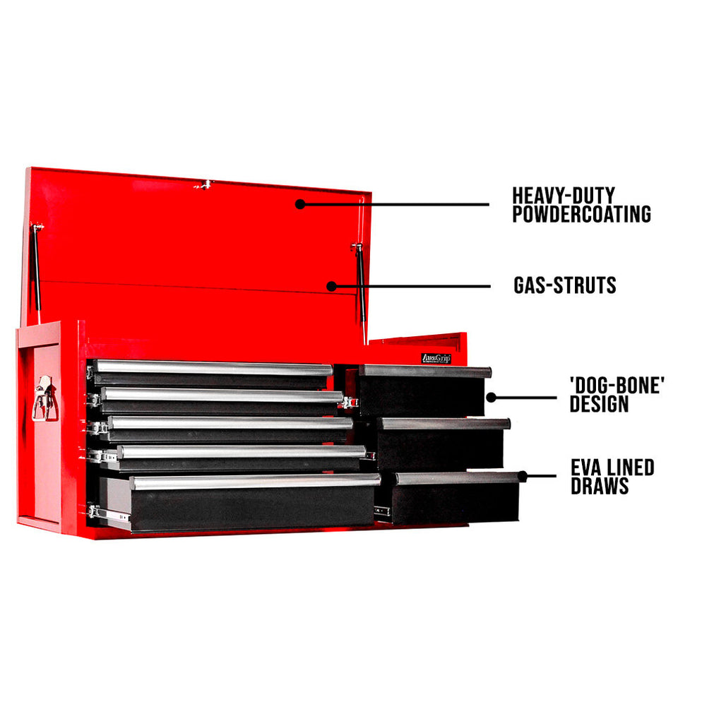 Auzgrip A10006 42" 18 Drawer Red & Black Tool Chest & Roller Cabinet ...