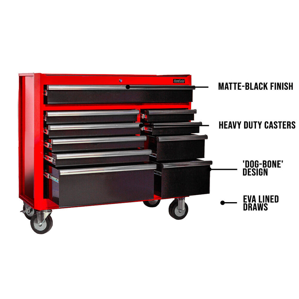 Auzgrip A10006 42" 18 Drawer Red & Black Tool Chest & Roller Cabinet ...