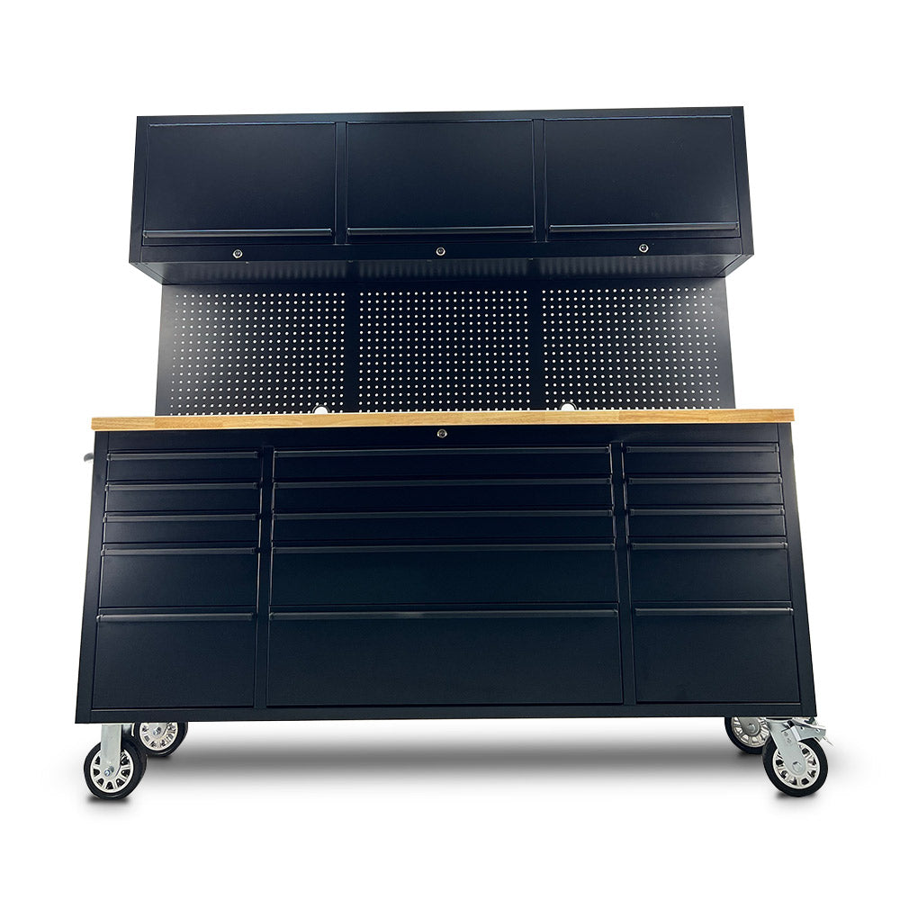 Pittsburgh P00004 72" 15 Draw Black Roller Cabinet with 3 Door Black ...