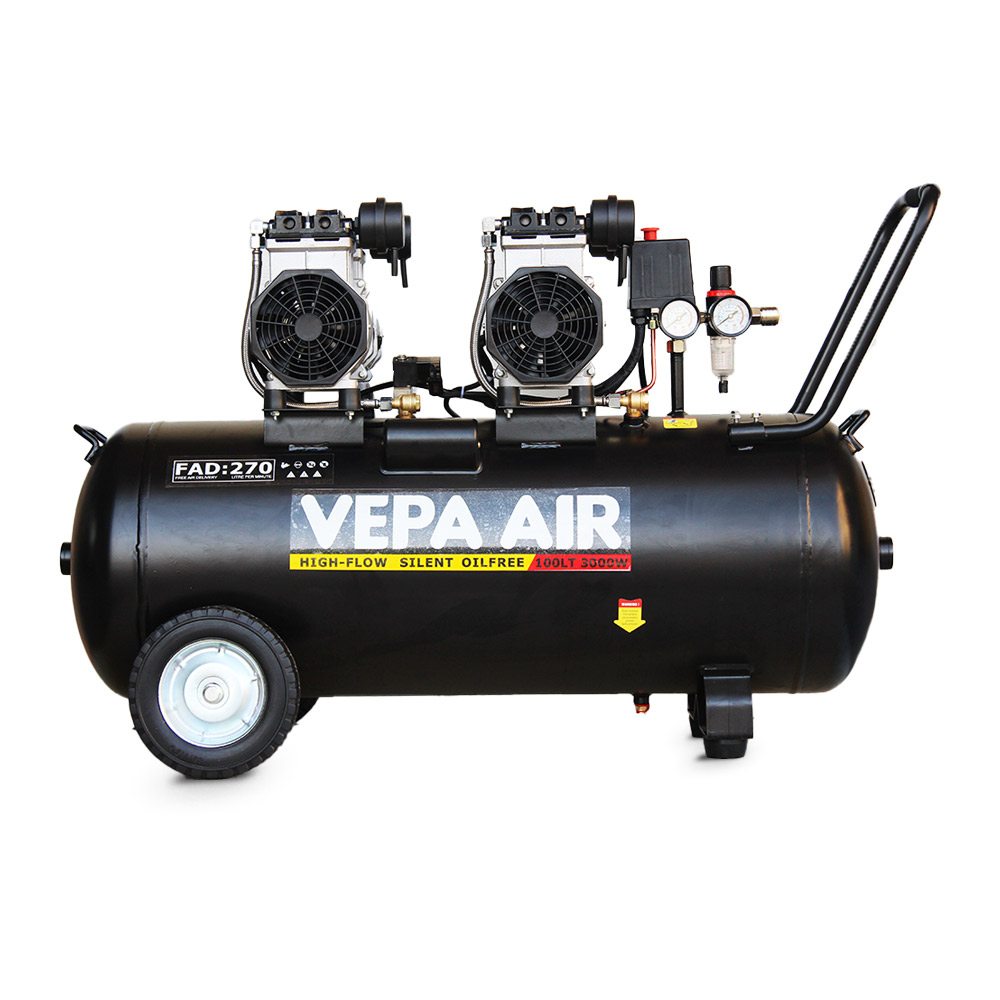 Vepa Air VSC3000 3000W 100L High Flow Silent Oil Less Air Compressor ...