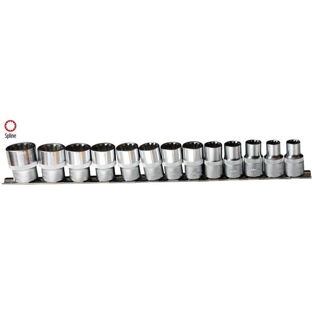 AuzGrip A70750 12 Piece 10mm-24mm 1/2" Square Drive Spline Socket Set ...