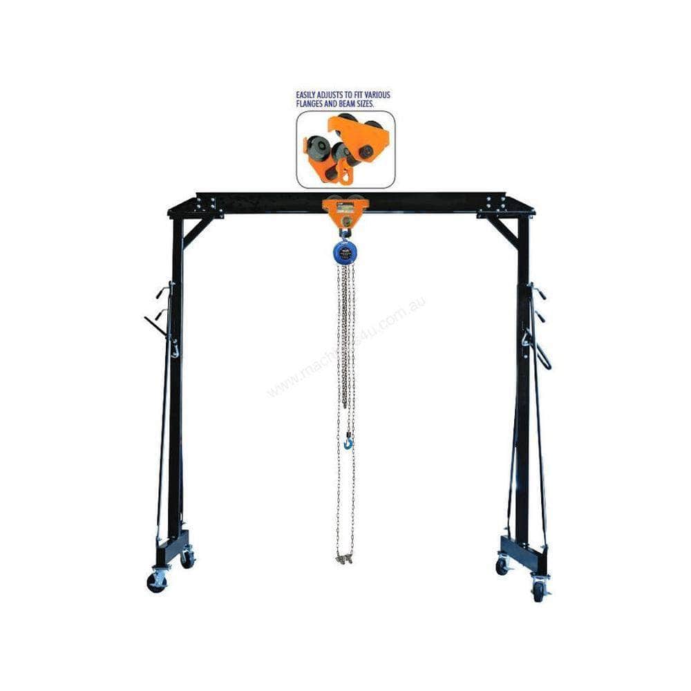 Grip 18140BD 950kg Adjustable Wheeled Gantry with Chain Block & Push ...