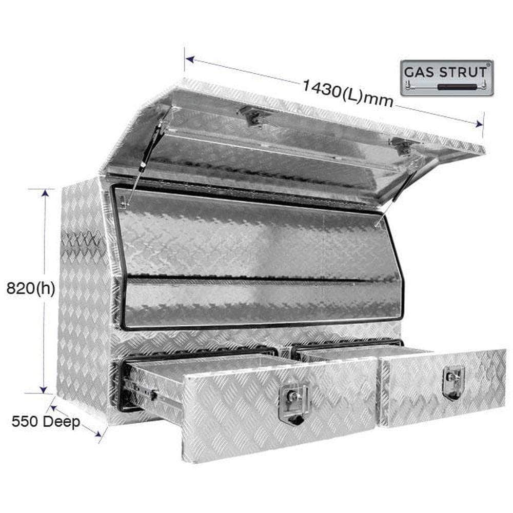 Grip 29349 1430mm x 550mm x 820mm 2 Drawer Aluminium Tradesman Ute Box ...